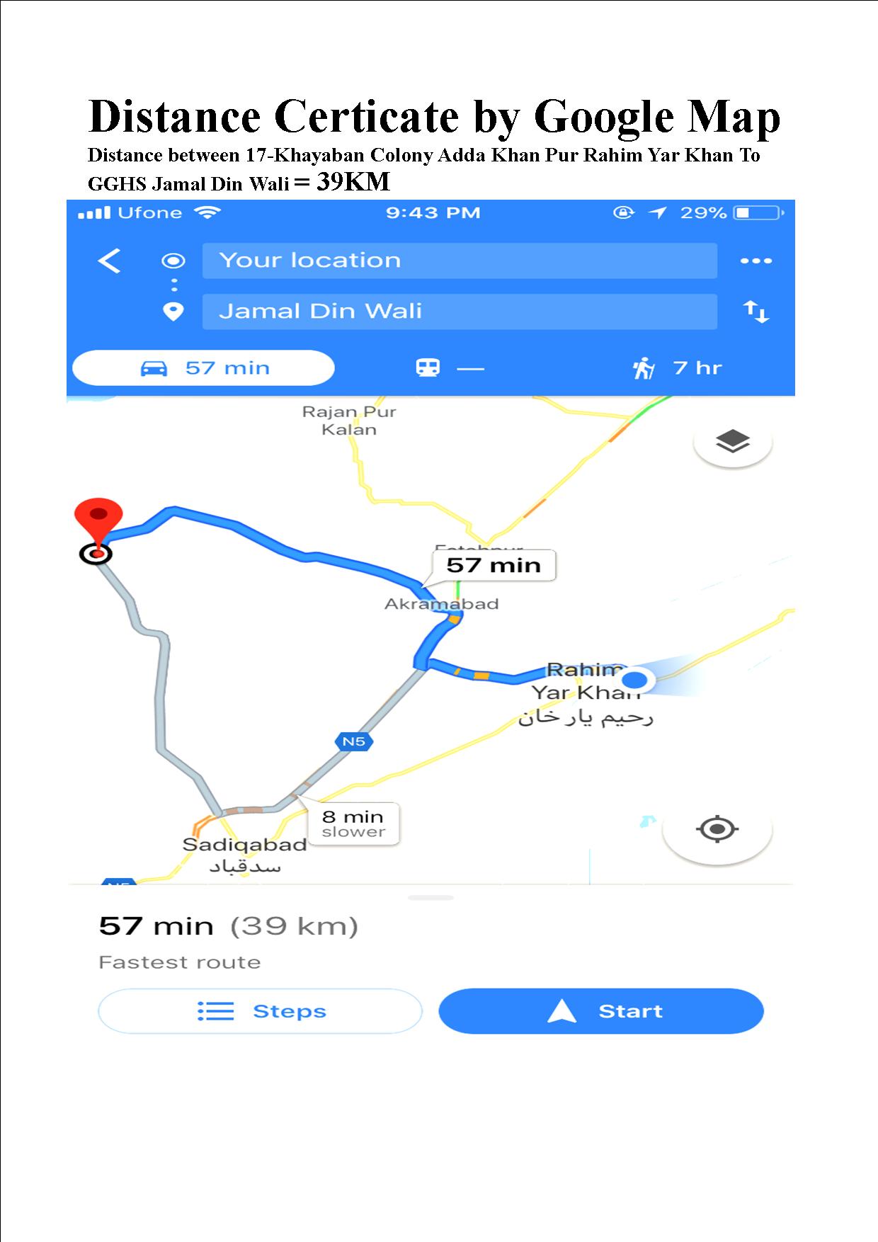 distance certificate formate for the Transfer December 2018 | 786Times