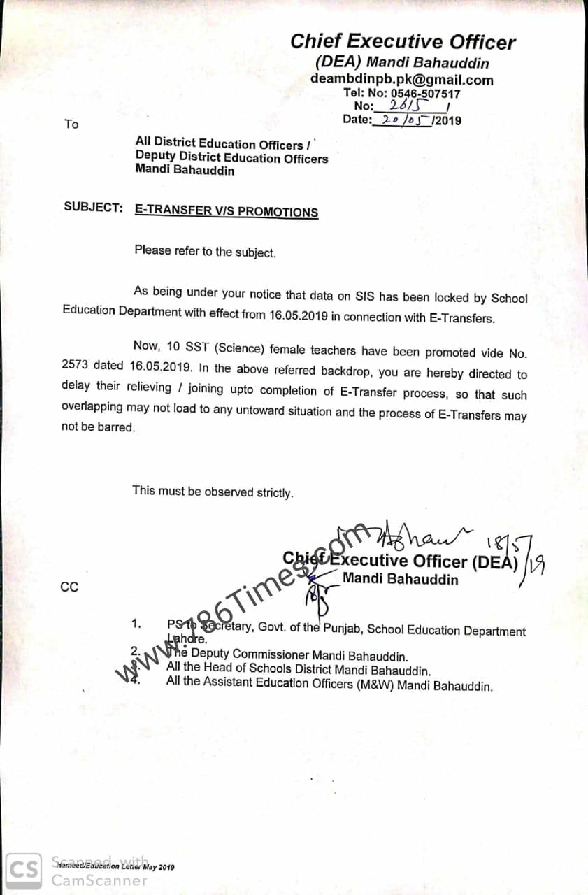 E-Transfer versus In-service Promotion of PST & EST in School Education ...