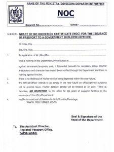 Grant of No Objection Certificate NOC for the issuance of Passport to a ...